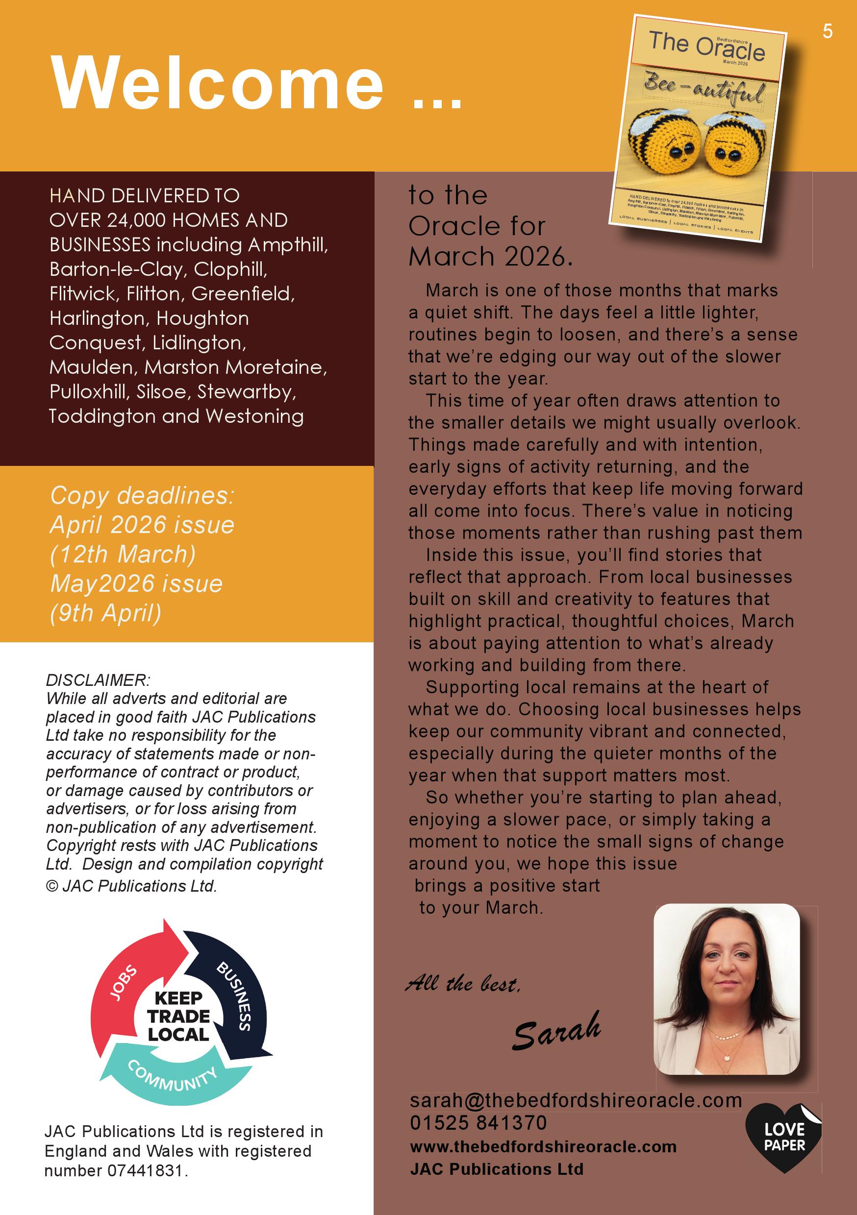 Bedfordshire Oracle March 2026